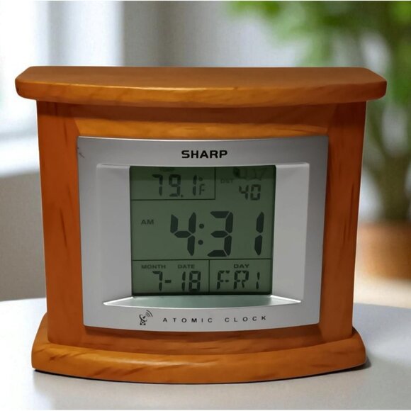 Sharp | Other | Sharp Led Atomic Clock Spc324sc Wood Metal Tech | Poshmark
